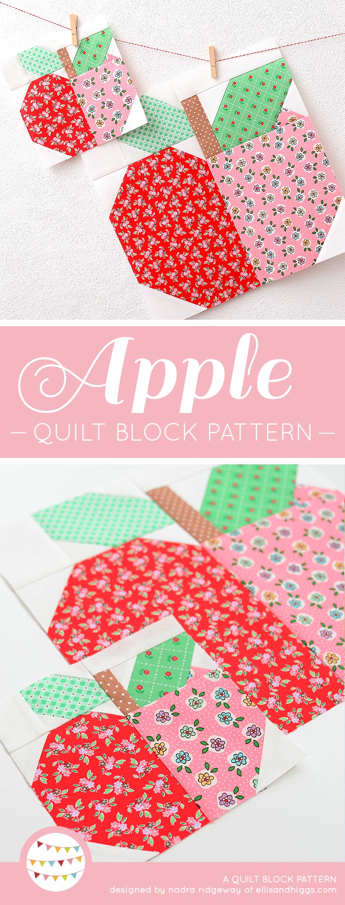 New Fall Quilt Pattern - Apple Quilt Block - ellis & higgs