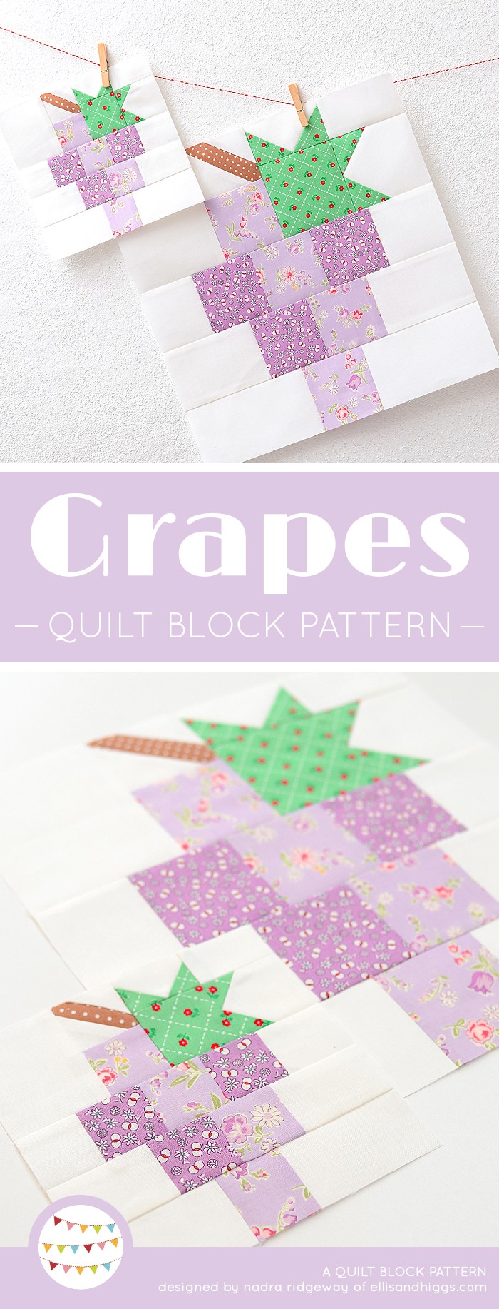 New Fall Quilt Pattern - Grapes Quilt Block - ellis & higgs