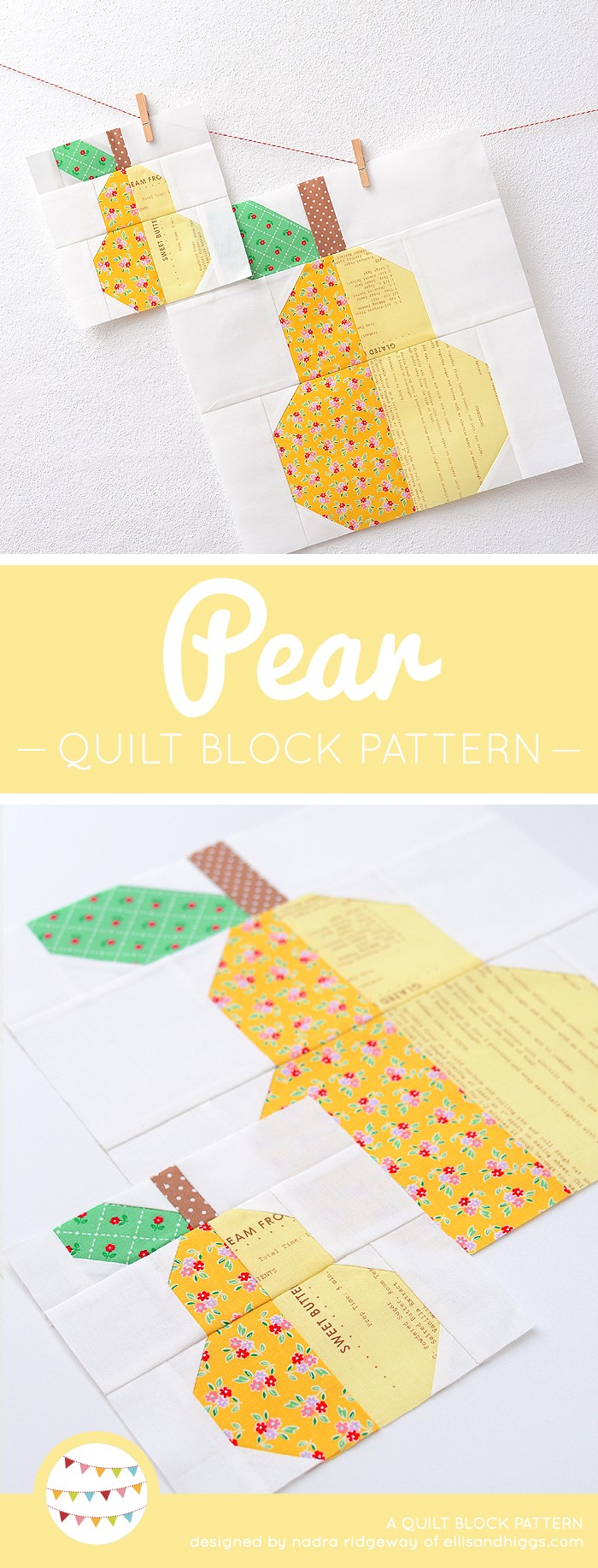 New Fall Quilt Pattern - Pear Quilt Block - ellis & higgs
