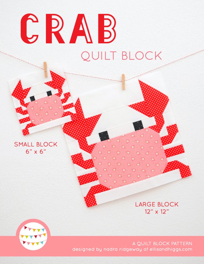 New Nautical Quilt Patterns: Crab Quilt Block Pattern - ellis & higgs