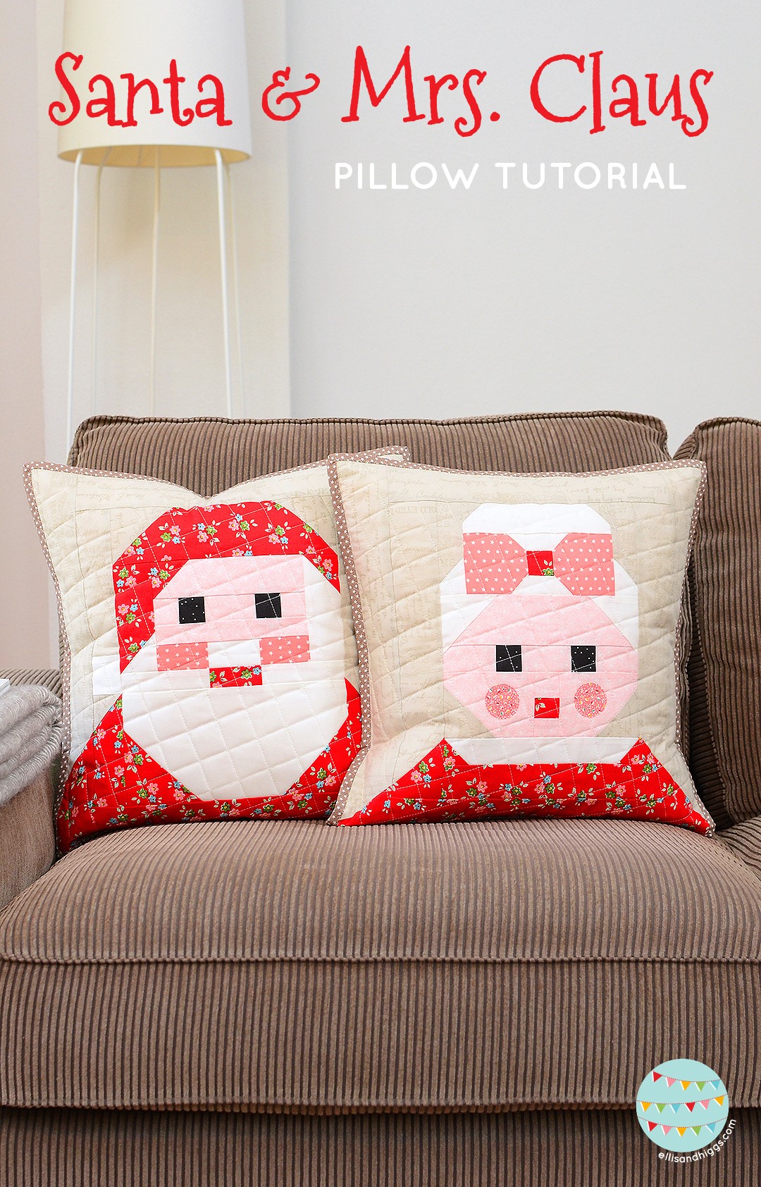 Santa & Mrs. Claus Quilted Christmas Pillow Tutorial – A Free Pattern ...