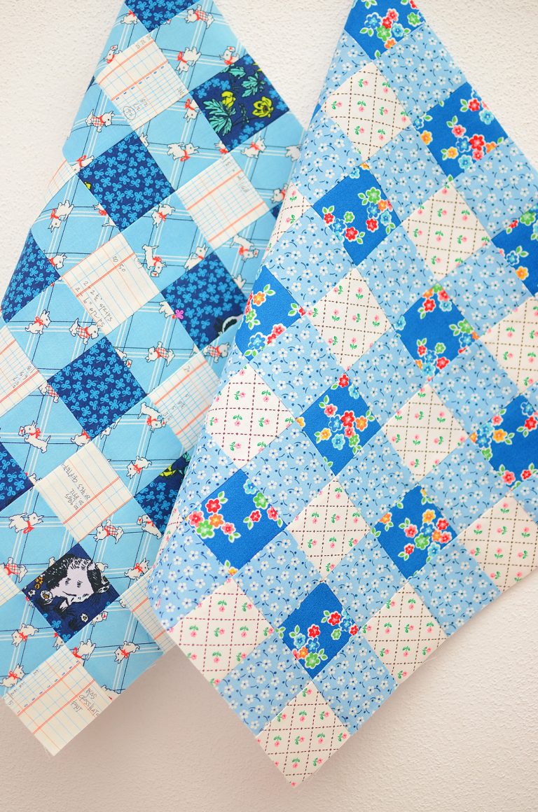 Let's Have A Picnic Quilt Blocks in Blue - ellis & higgs
