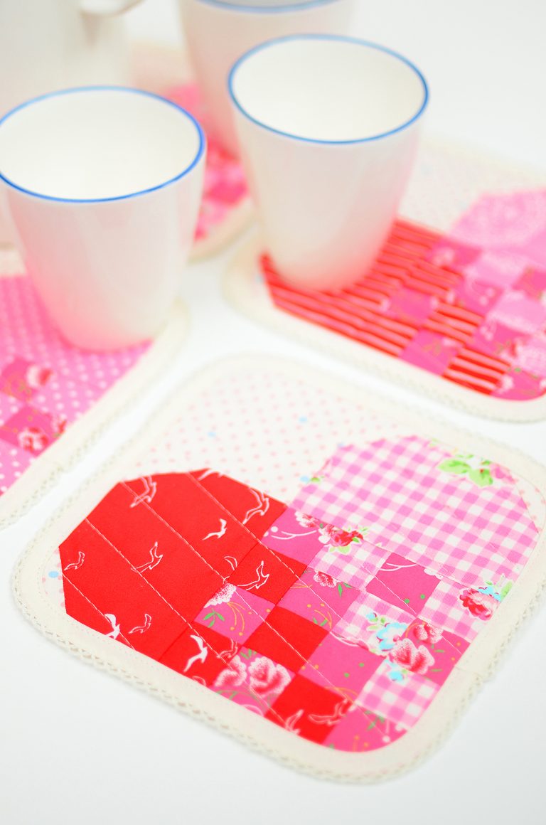 Checkered Heart Coasters Tutorial & pattern add-on - ellis & higgs